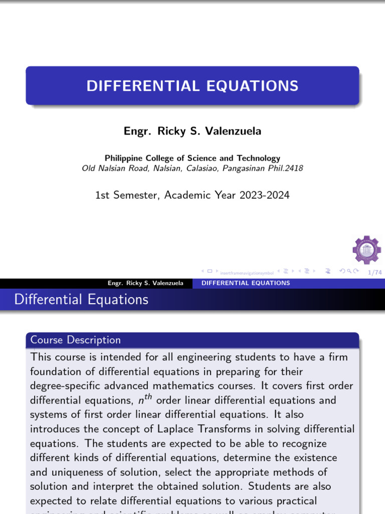 Differential Equation | PDF | Nonlinear System | Differential Equations