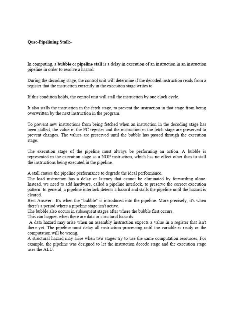 Computer Pipeline Stalls Explained | PDF