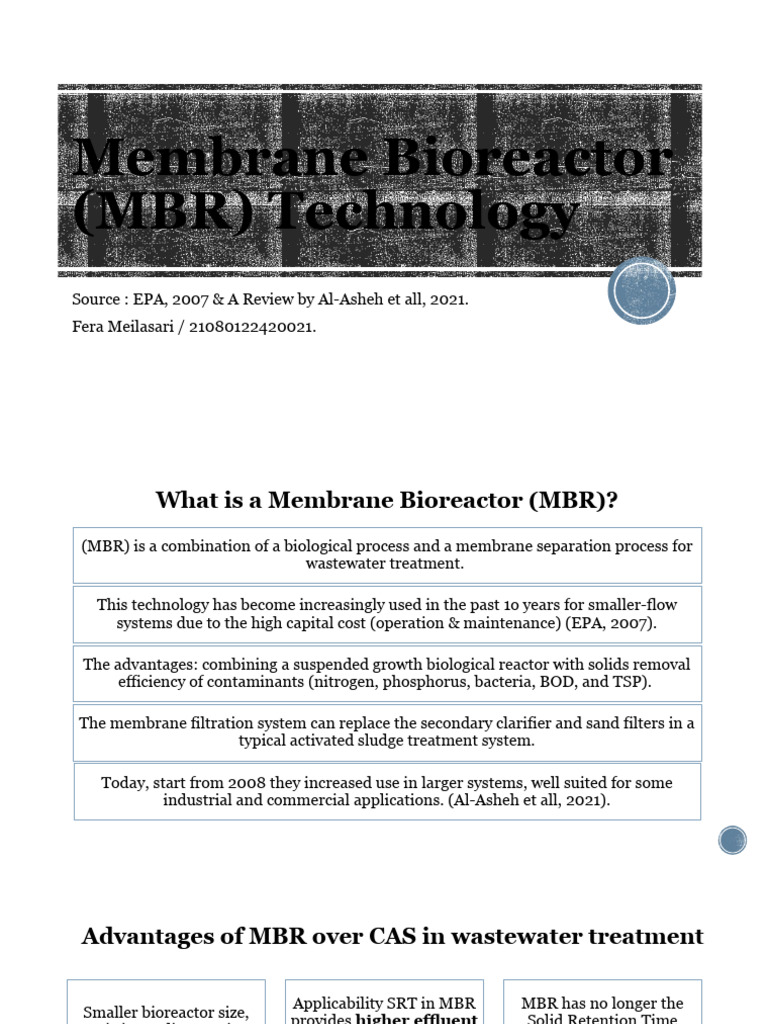 Membrane Bioreactor (MBR) Technology PPT - FERA MEILASARI ...