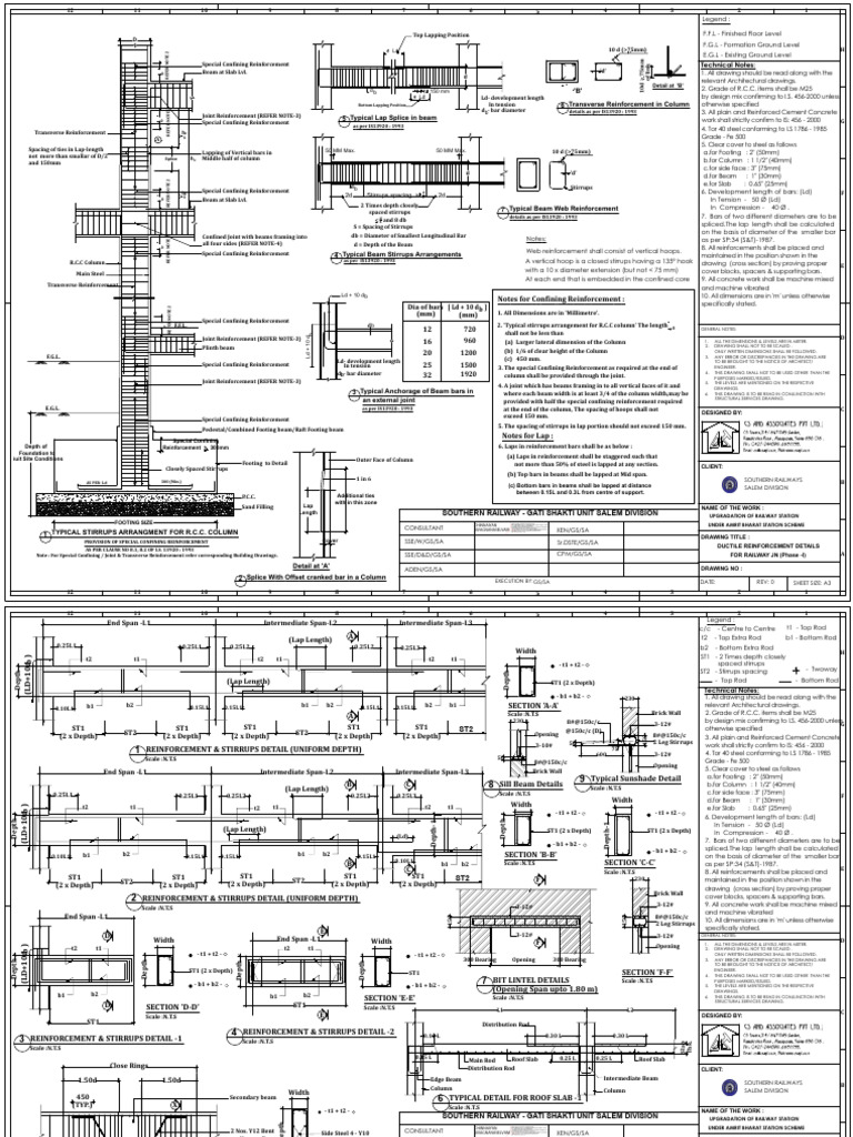 Standard Ductile Detailing, Beam & Slab Reinforcement Details | PDF | Beam (Structure ...