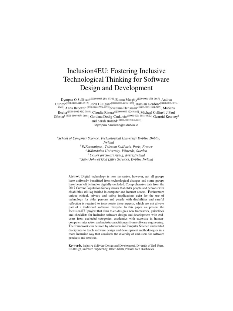 2023-Inclusion4EU - Fostering Inclusive Technological Thinking-O'SullivanETAL23b | PDF ...