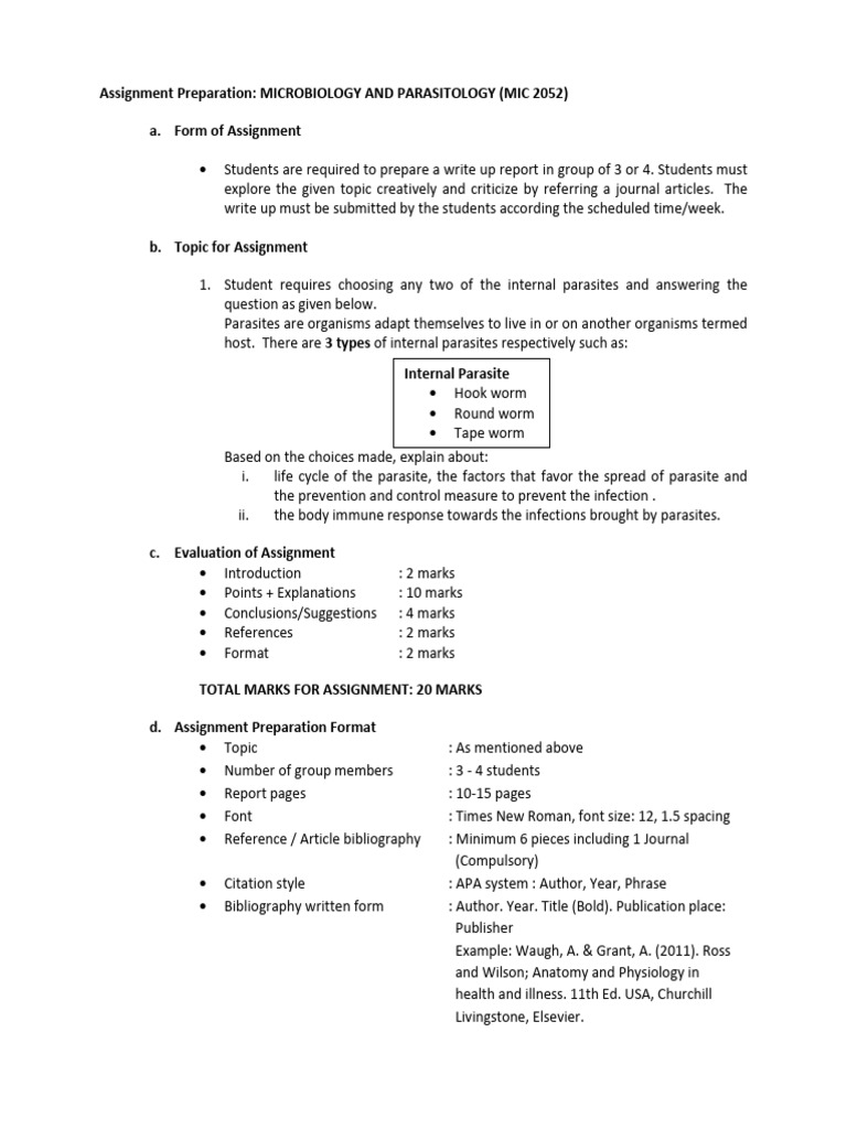 Assignment Preparation MIC | PDF | Parasitism | Microbiology