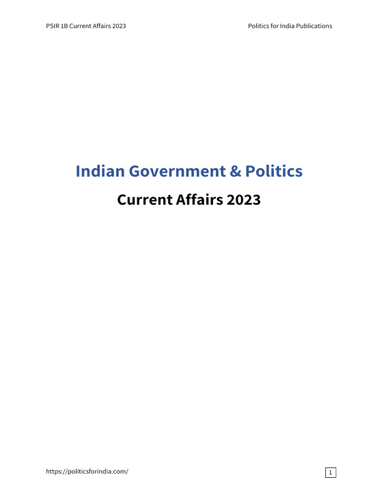 Sample Current Affairs 2023 IGP | PDF | Political Science | Government