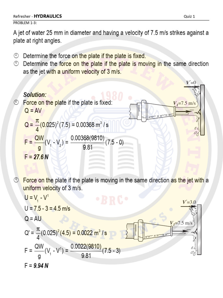 Hyd-Ref-Sol 1 - 06 Mar 2023 | PDF | Classical Mechanics | Mechanical Engineering