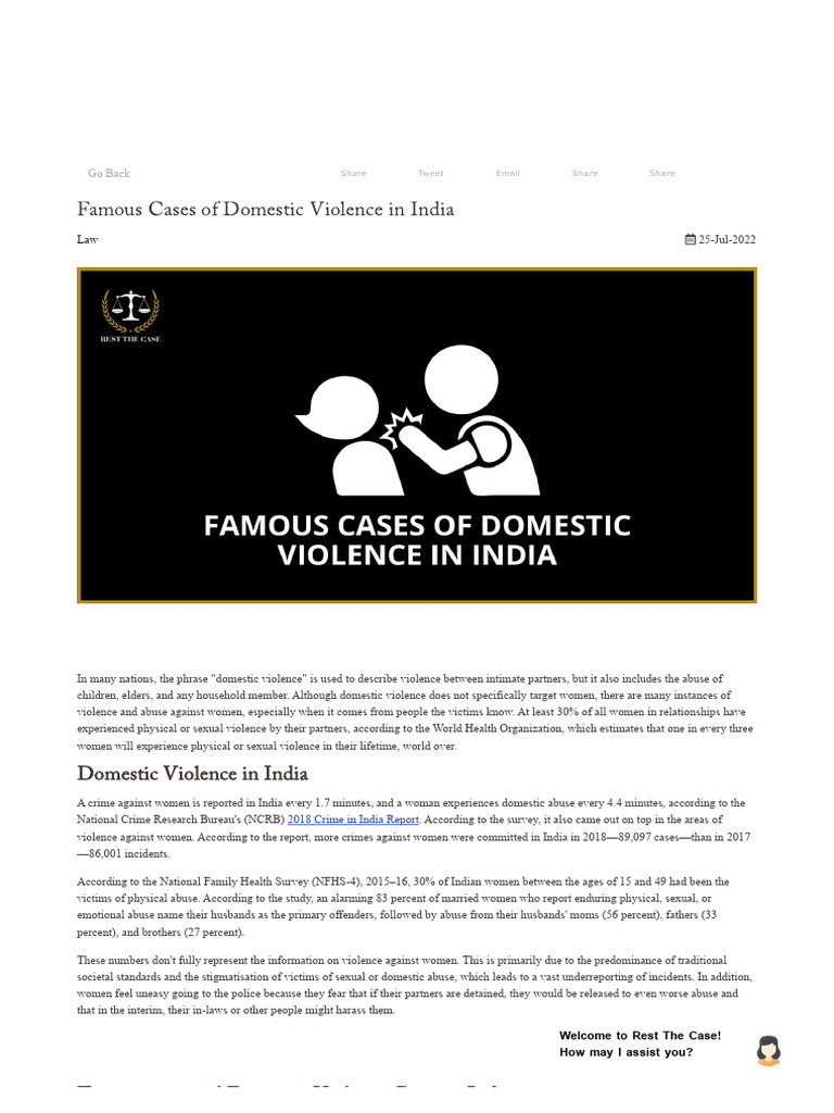Famous Cases of Domestic Violence in India - Rest The Case | PDF ...