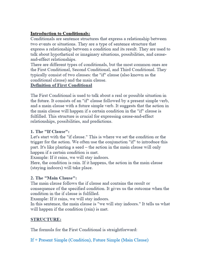Introduction to Conditionals | PDF | Cognitive Science | Grammar