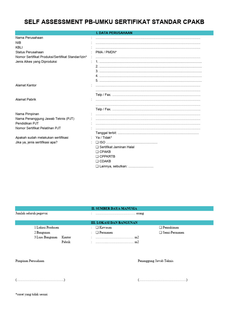 Checklist Self-Assessment CPAKB | PDF