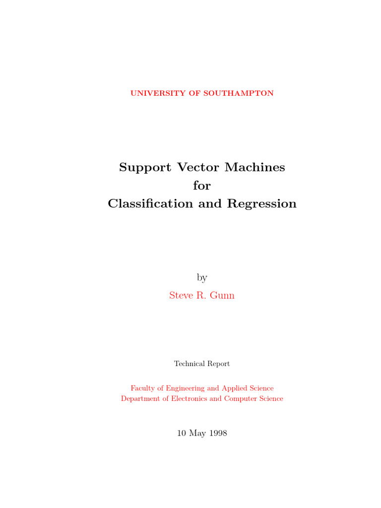 Support Vector Machines For Classification and Regression: Steve R. Gunn | Download Free PDF ...