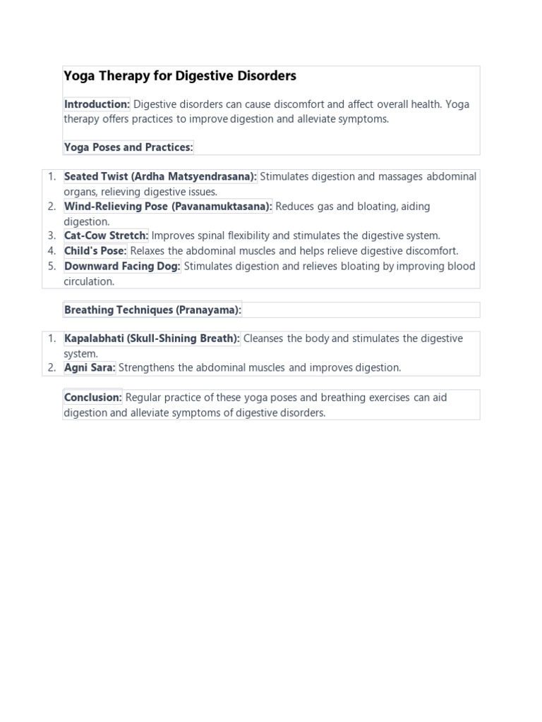 Yoga Therapy For Digestive Disorders | PDF