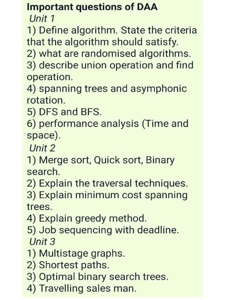 Daa Important Questions | PDF