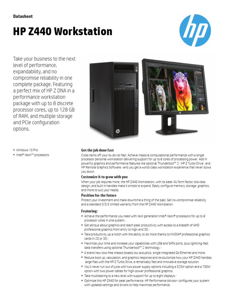 HP Z440 Workstation. Datasheet | PDF | Solid State Drive | Microsoft ...