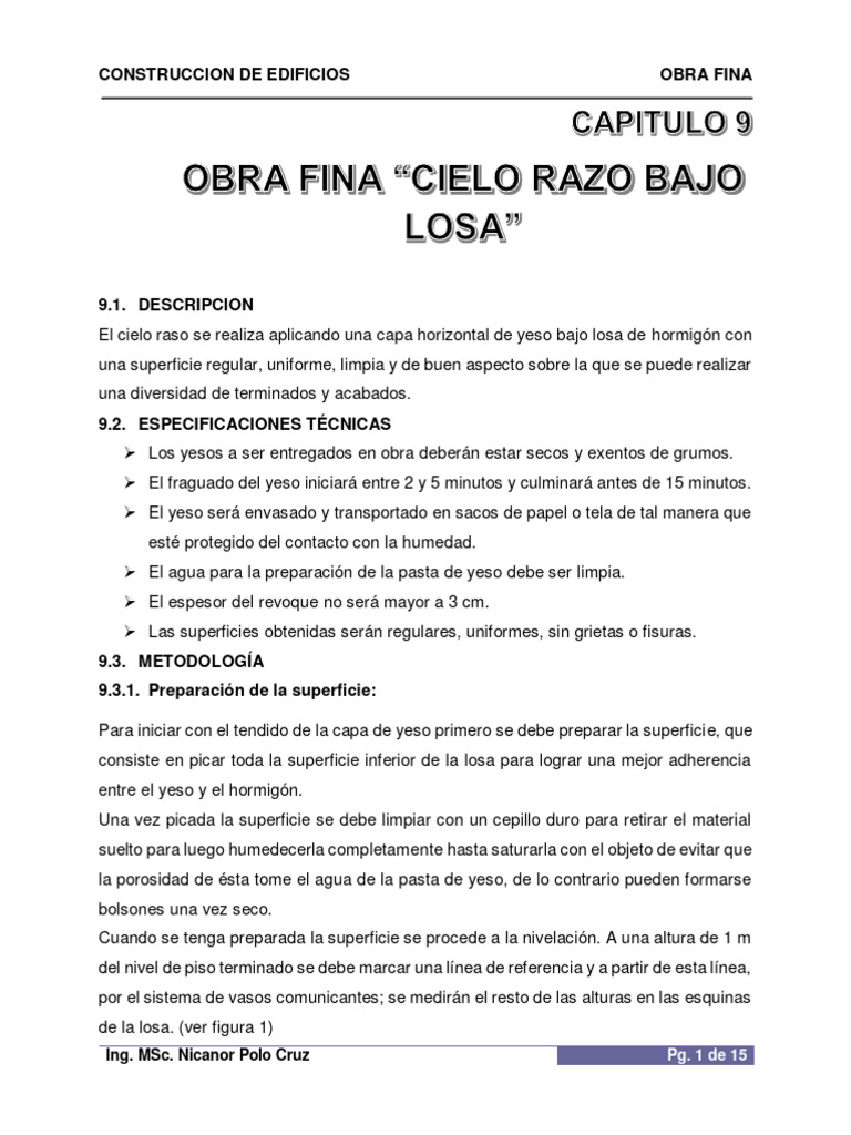 Cap. 9 Obra Fina | PDF | Hormigón | Yeso