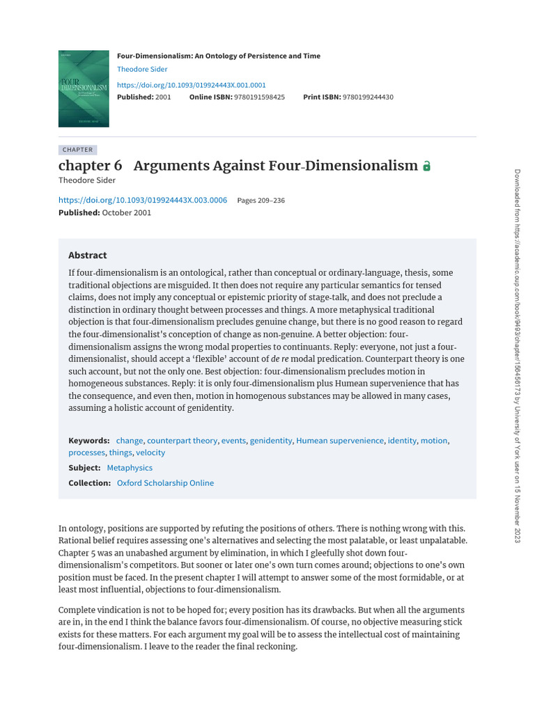 Sider Chapter 6 | PDF | Inductive Reasoning | Time