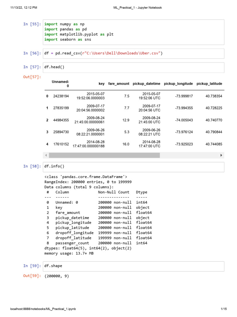 ML - Practical - 1 - Jupyter Notebook | PDF