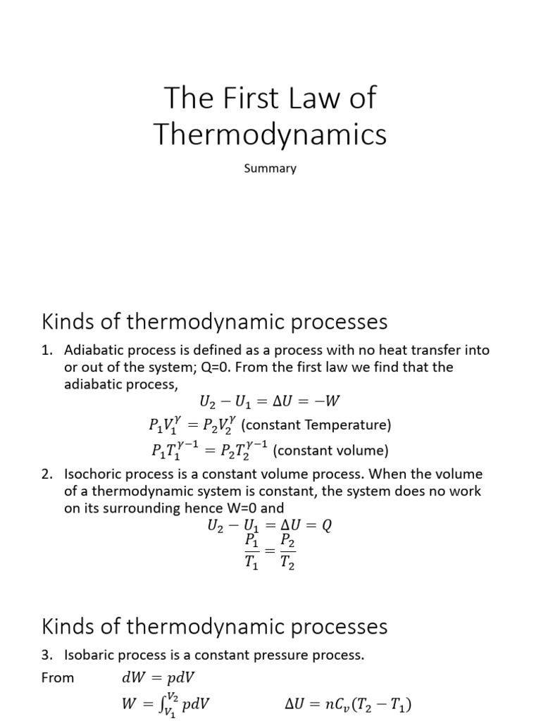 First Law of Thermodynamics Overview | PDF | Heat | Physical Sciences