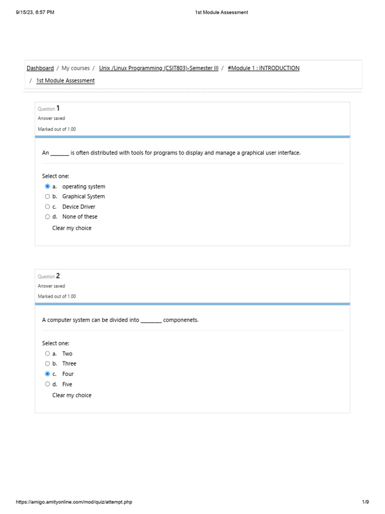 1st Module Assessment (26 Marks) Unix Linux Programming (CSIT803) - Semester III | PDF ...