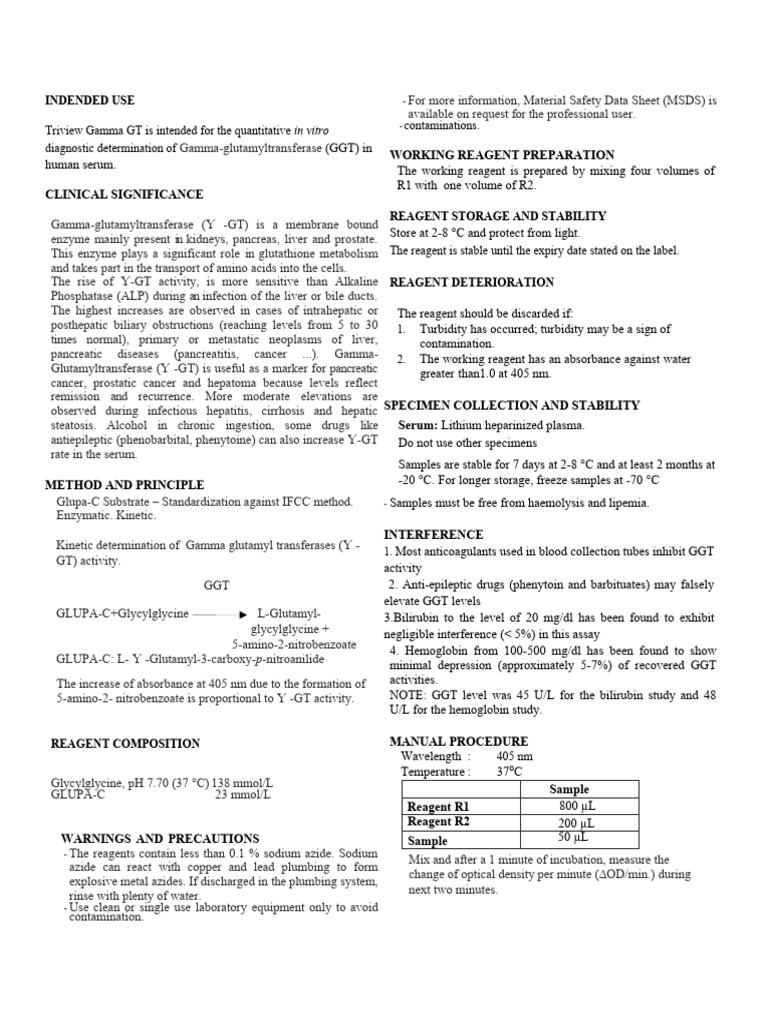 Ggt Insert Pdf Liver Biochemistry