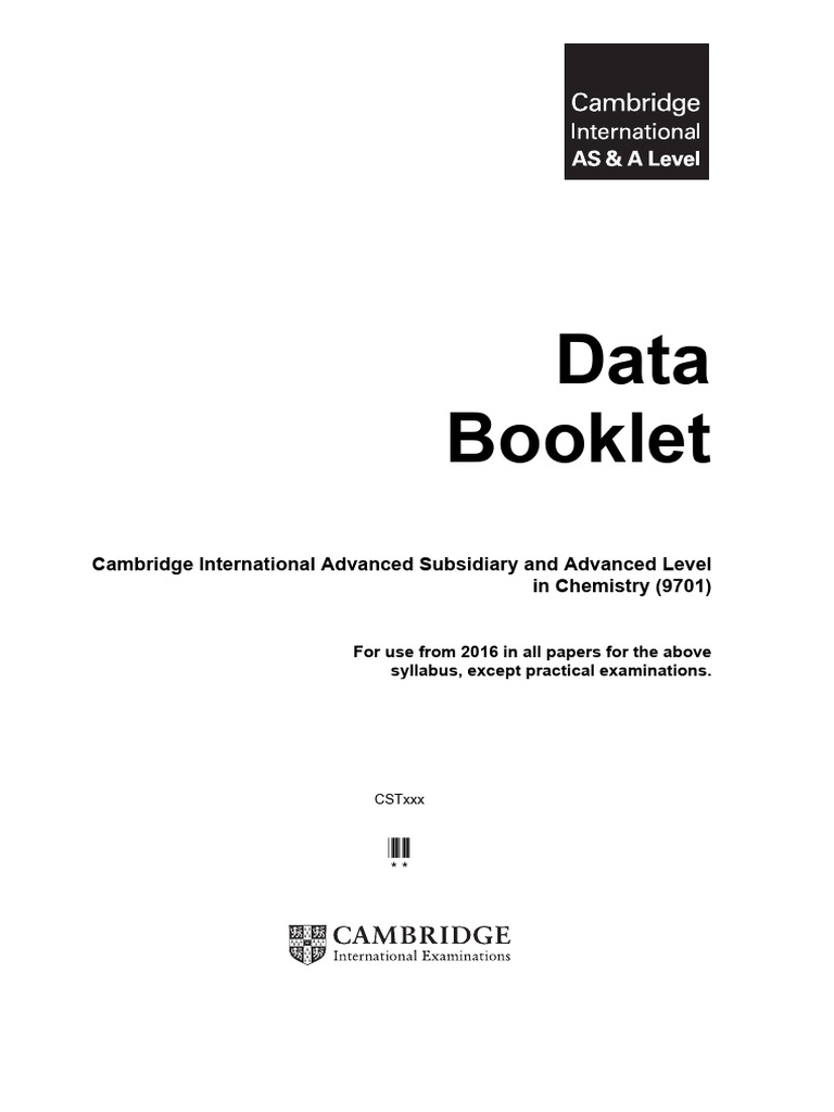 2016 Chemistry Data Booklet (9701) | PDF | Chemistry | Mole (Unit)