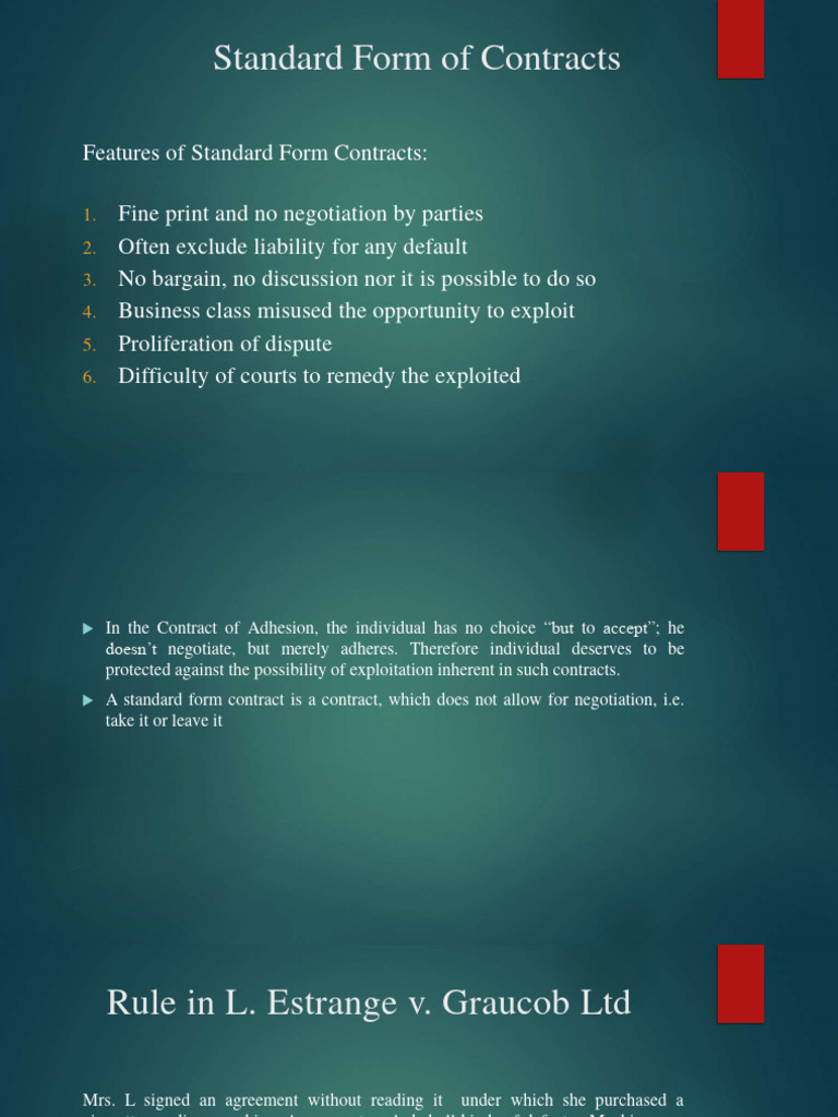 Standard Form of Contracts .... | PDF | Legal Liability | Tort