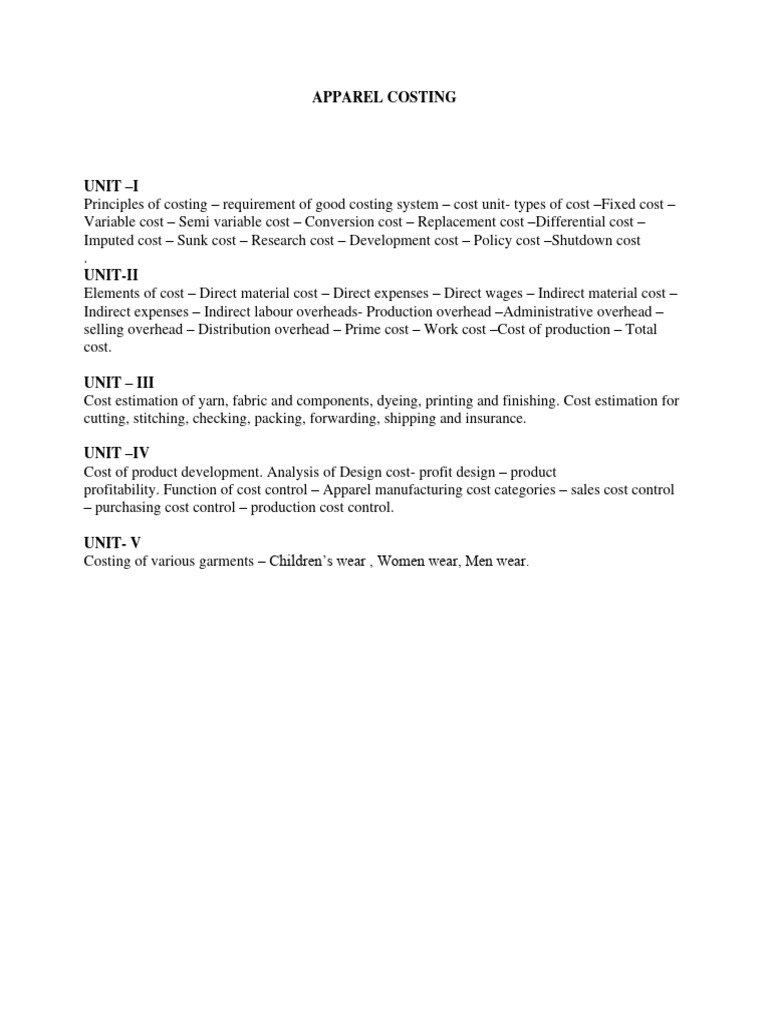 Apparel Costing | PDF | Textiles | Yarn