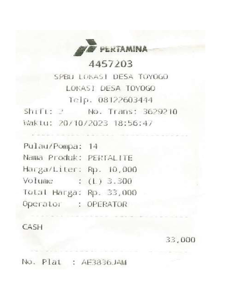 Scan Struk Bensin 15.12.2023 | PDF