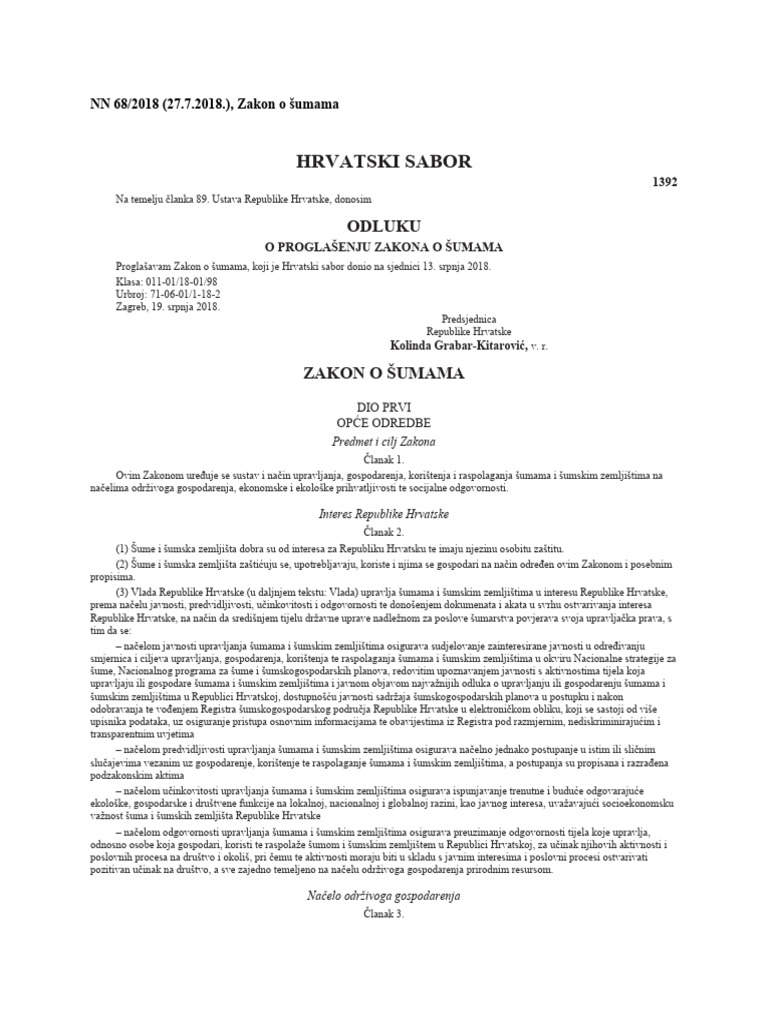 Zakon o Šumama Hrvatska Nov | PDF