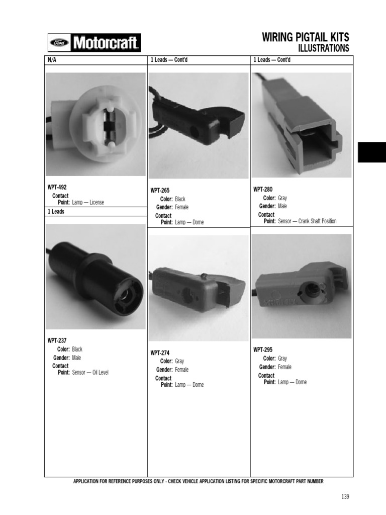 Motorcraft - Wiring - Pigtails - Illustration - Guide | PDF | Switch ...