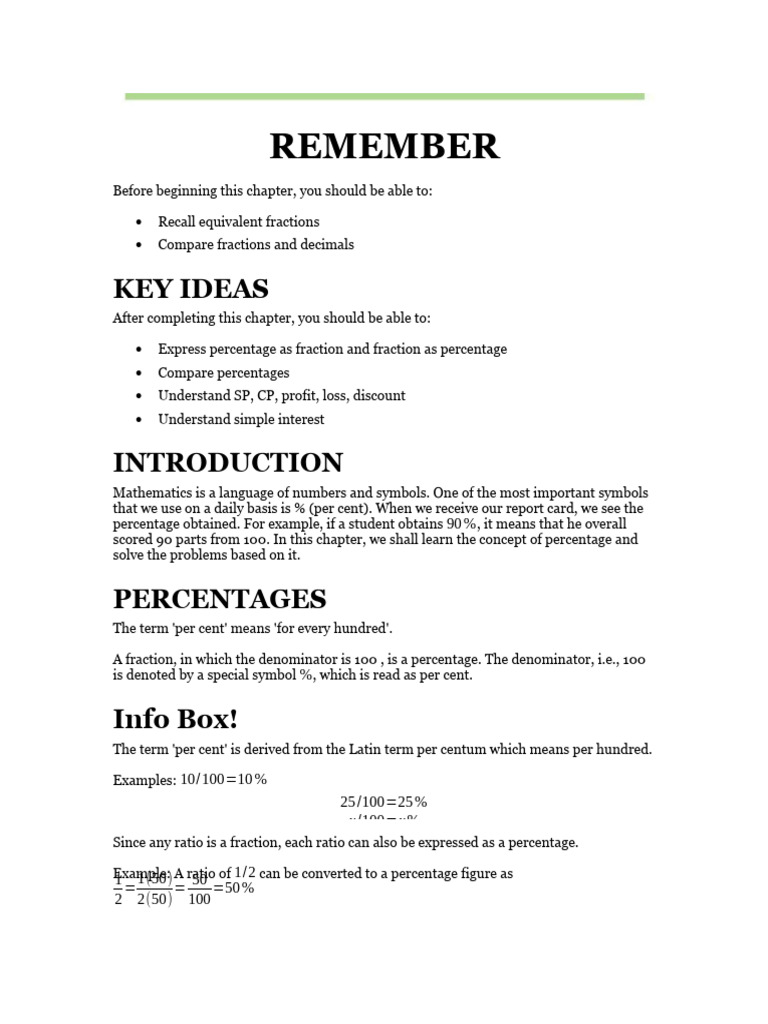 06 Percentage and Its Application | PDF | Percentage | Interest
