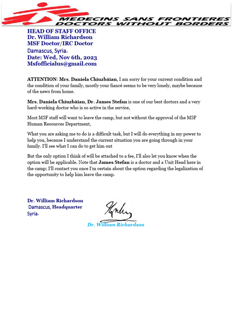 MSF Staff Relocation Request | PDF