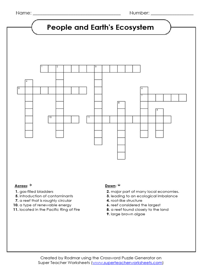 Ecosystem Crossword Puzzle Worksheet | PDF | Environmental Social ...
