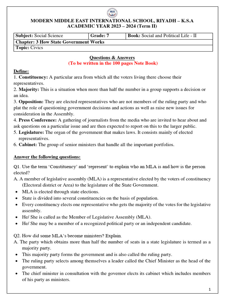 CH 3 How State Government Works | PDF | Electoral District | Legislature