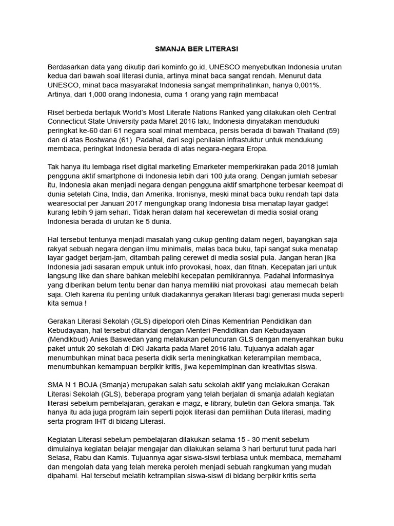 Gerakan Literasi Sekolah | PDF