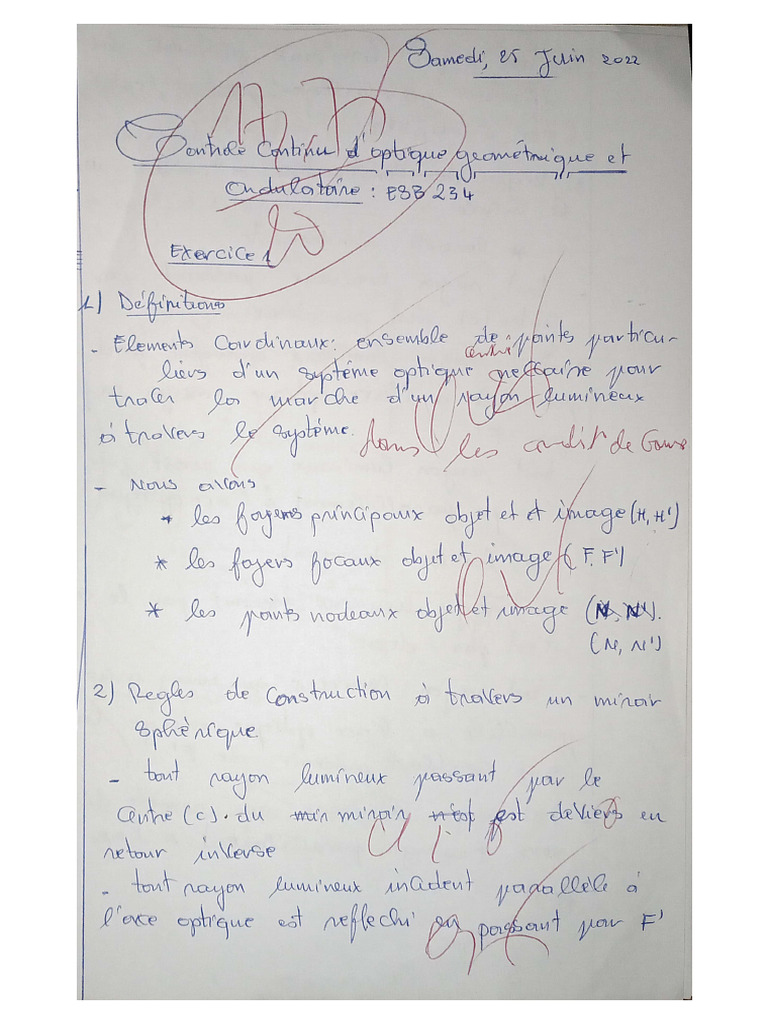 Correction Du CC D'optique 2021-2022 | PDF