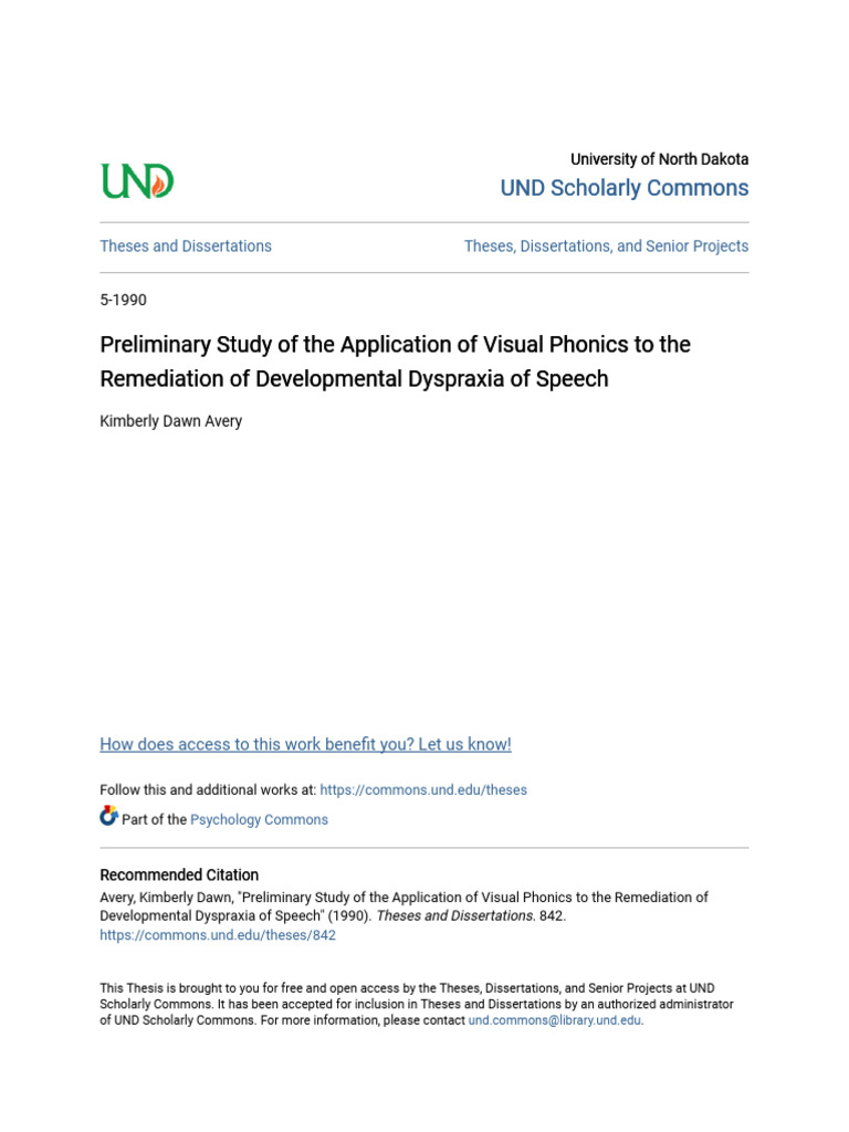 Preliminary Study of The Application of Visual Phonics To The Rem | PDF | Thesis | Speech