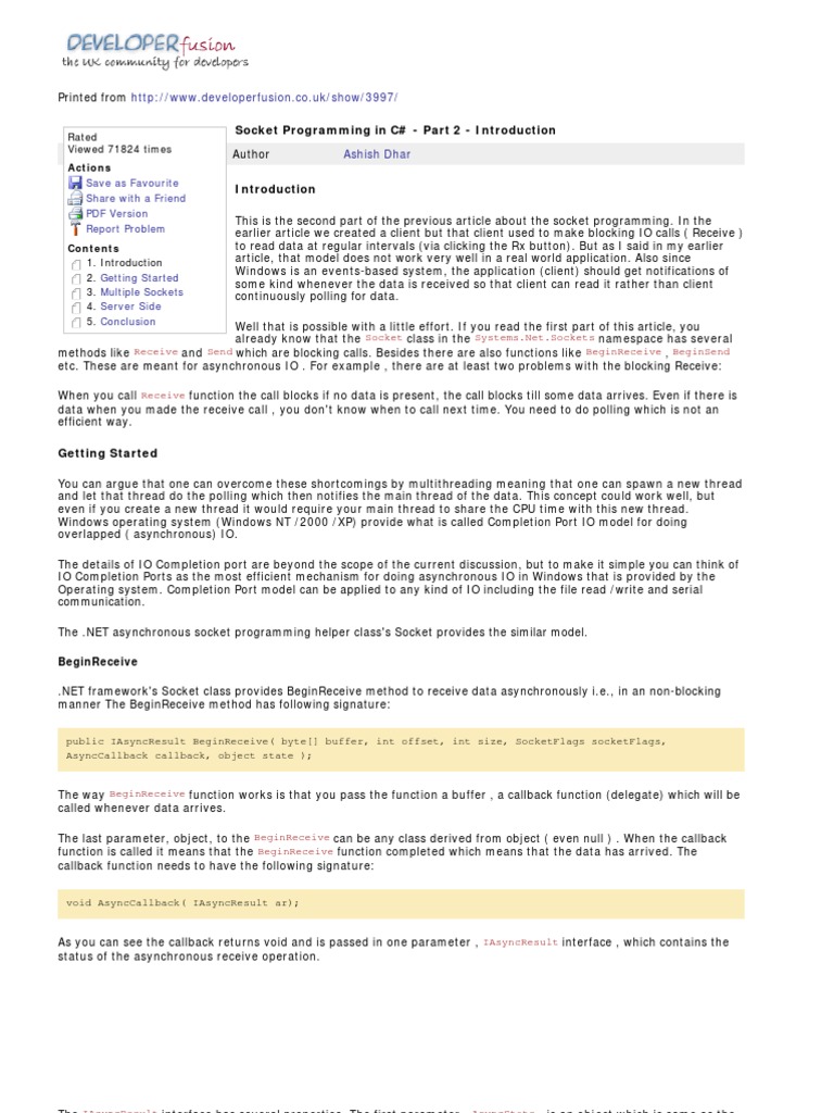 Socket Programming In C Part 2 Pdf Network Socket Port 