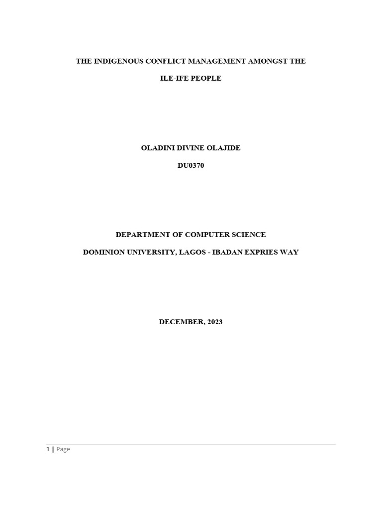 Indigenous Conflict Management in Ilé-Ifẹ̀ | PDF | Conflict Resolution