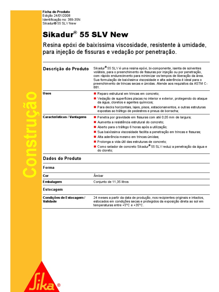 Sikadur 55 SLV | PDF | Umidade | Mistura