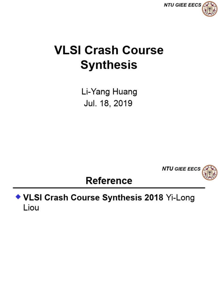 VLSI Crash Course Synthesis - 2019 | PDF | Hardware Description Language | Logic Synthesis