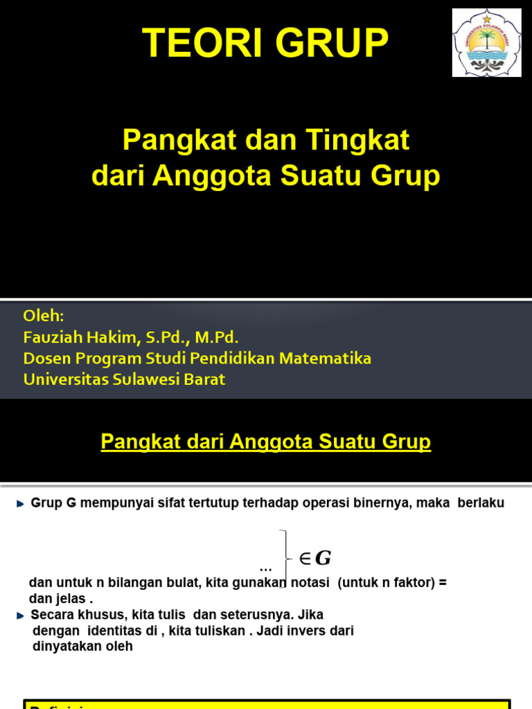 Teori Grup - Pangkat Dan Tingkat Dari Anggota Suatu Grup | PDF