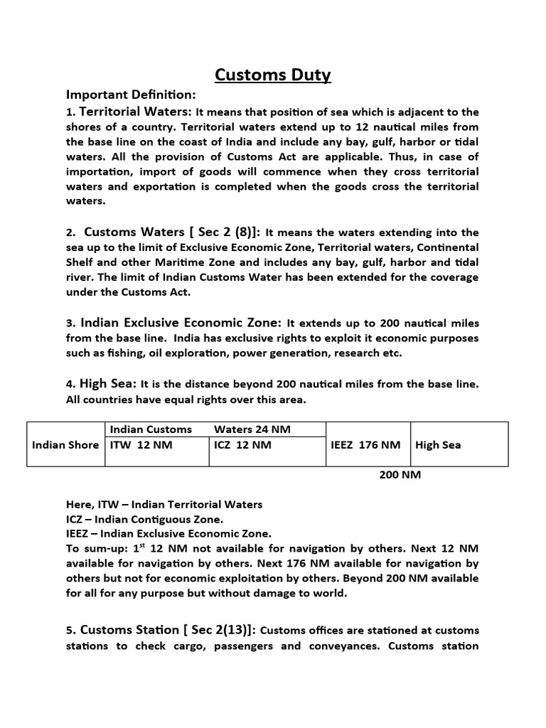 Customs | PDF | Dumping (Pricing Policy) | Territorial Waters