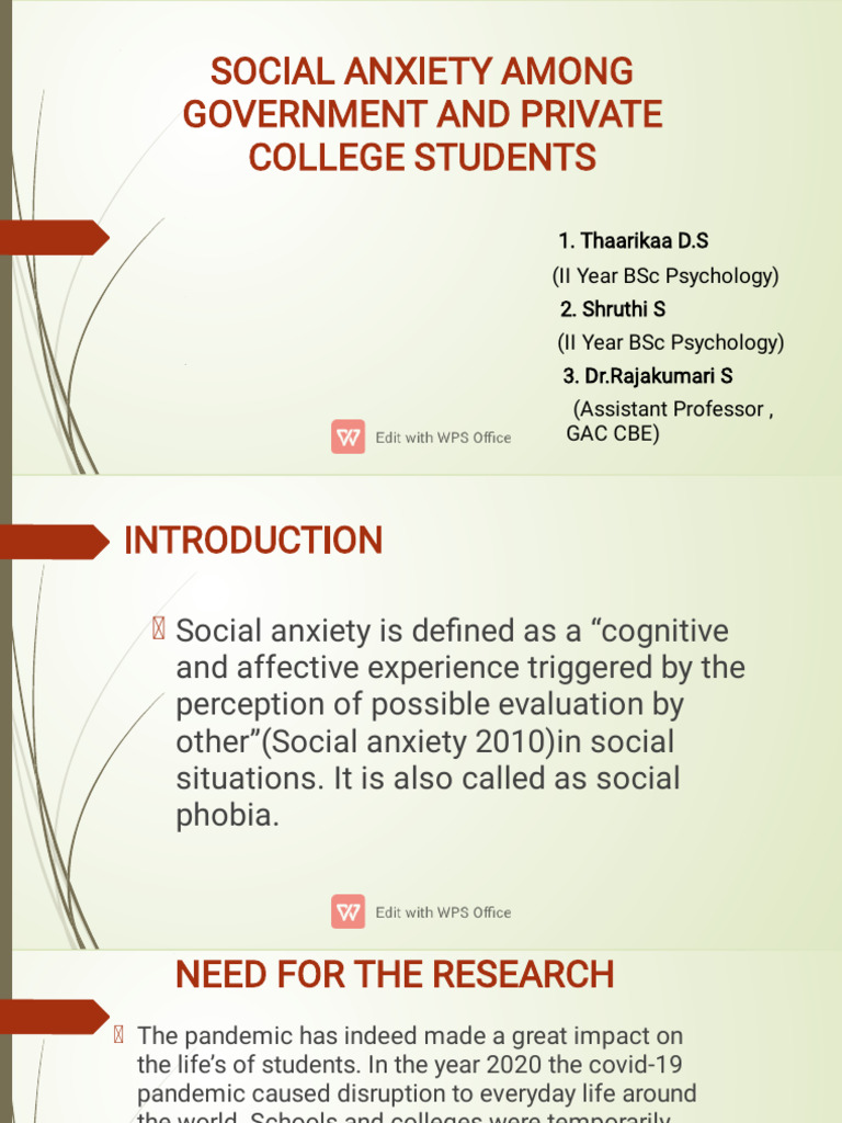 SOCIAL ANXIETY Presentation Final | PDF | Social Anxiety Disorder | Anxiety