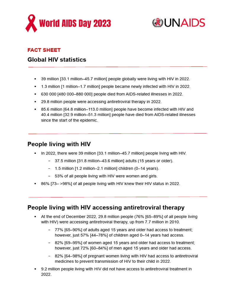 UNAIDS FactSheet en | PDF | Hiv/Aids | Hiv