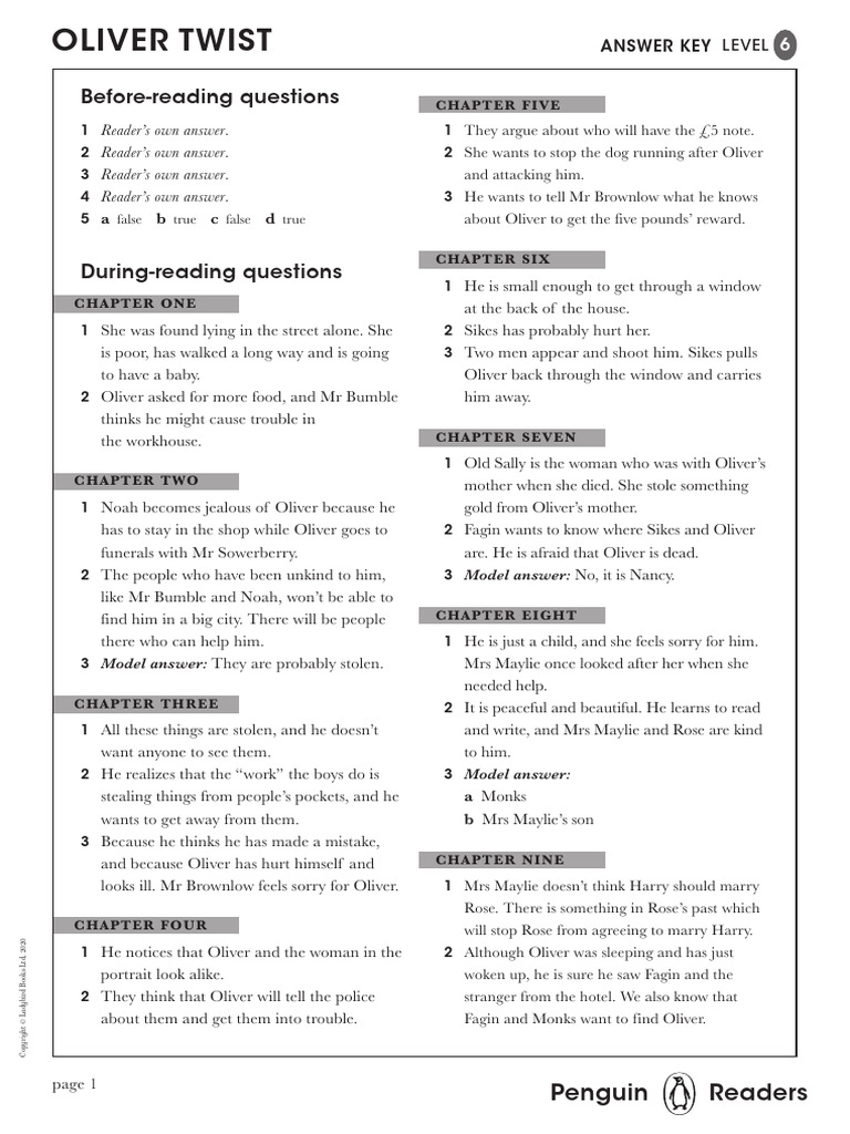 PR L6 OliverTwist AnswerKey | PDF | Oliver Twist | Nancy (Oliver Twist)