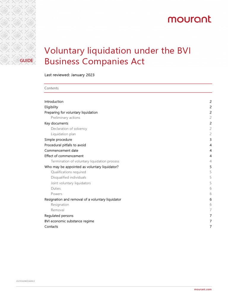 Voluntary Liquidation Under The Bvi Business Companies Act | PDF ...