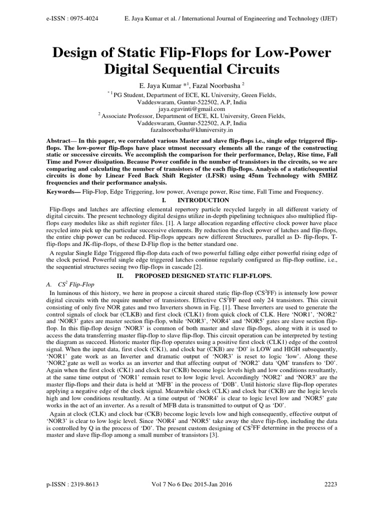 Design_of_Static_Flip-Flops_for_Low-Power_Digital_ | PDF | Logic Gate | Digital Electronics