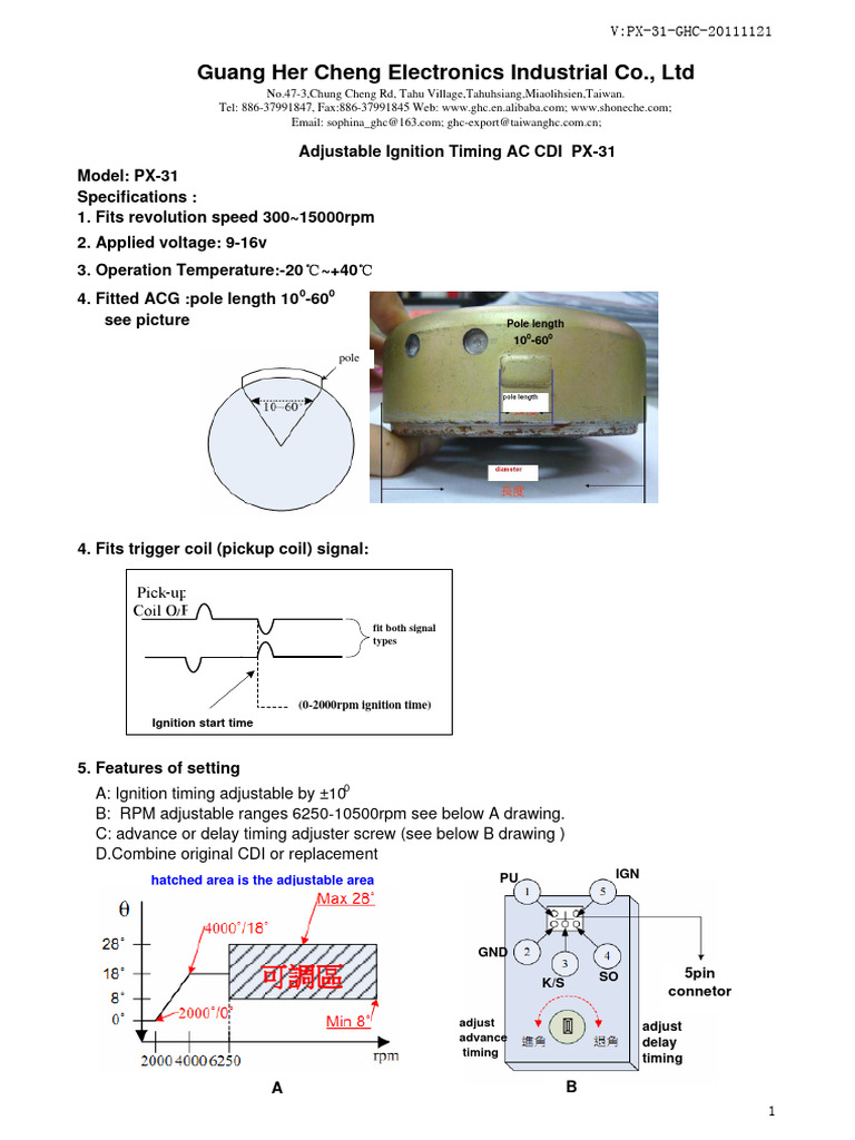 GHC PX-31 Adjustable AC-CDI CDI Specs English Version | PDF | Ignition ...