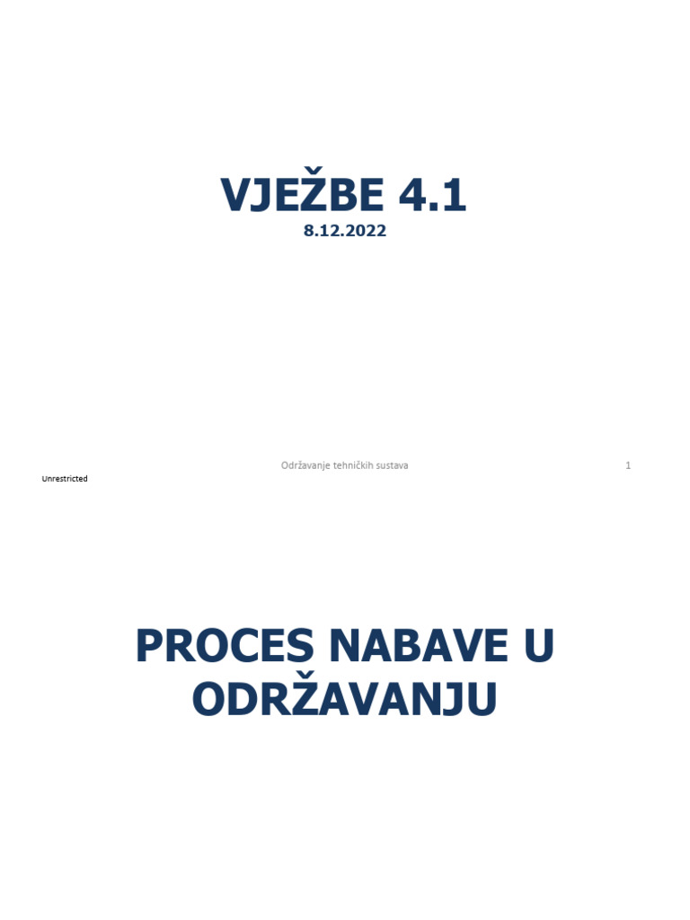 Vježbe 4.1 Održavanje ET Opreme Proces Nabave U Održavanju | PDF