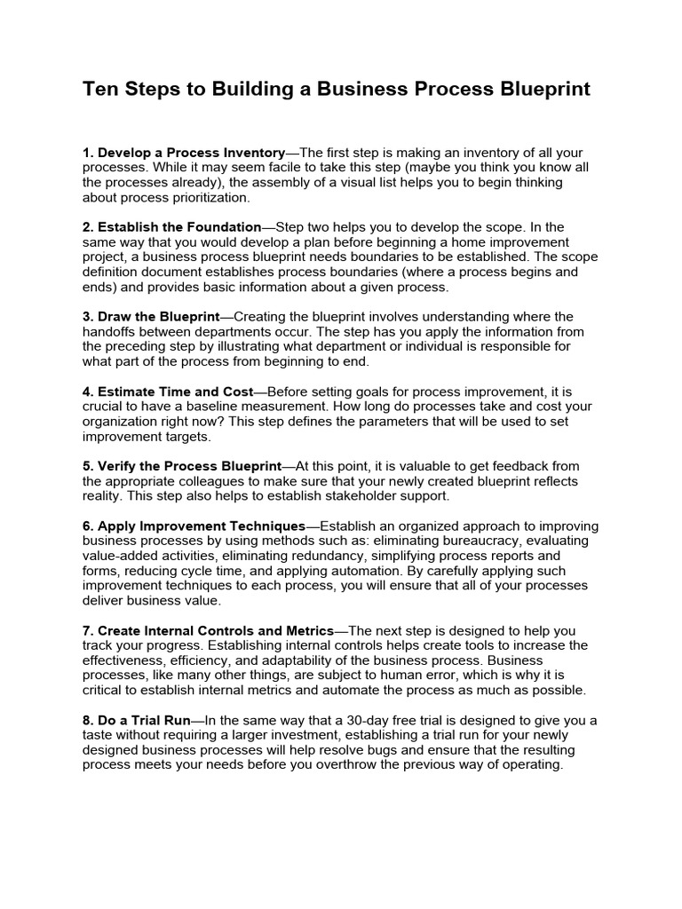 10 Steps For Business Process Blueprinting | PDF | Business Process ...