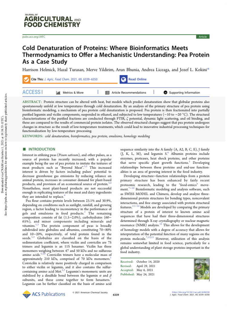 Helmick 2021 Cold Denaturation Pea Prot | PDF | Proteins | Gel ...