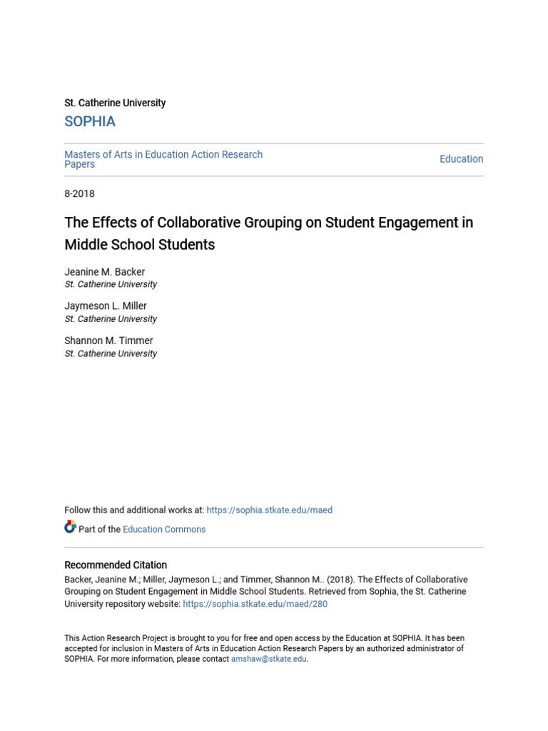 The Effects of Collaborative Grouping On Student Engagement in Mi | PDF | Learning | Teachers